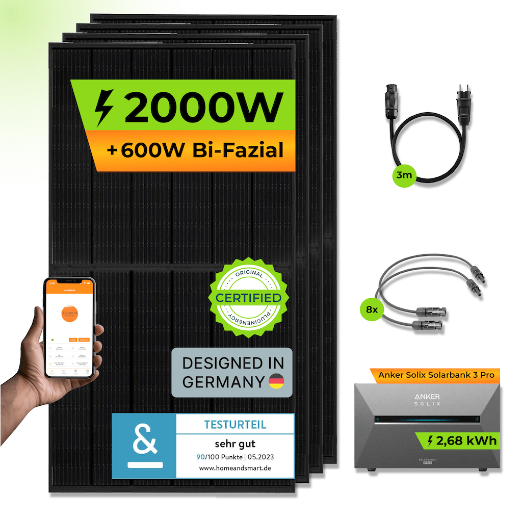 ANKER Solarbank 3 Pro + PiE POWER 2000W BALKONKRAFTWERK KOMPLETTSET ...